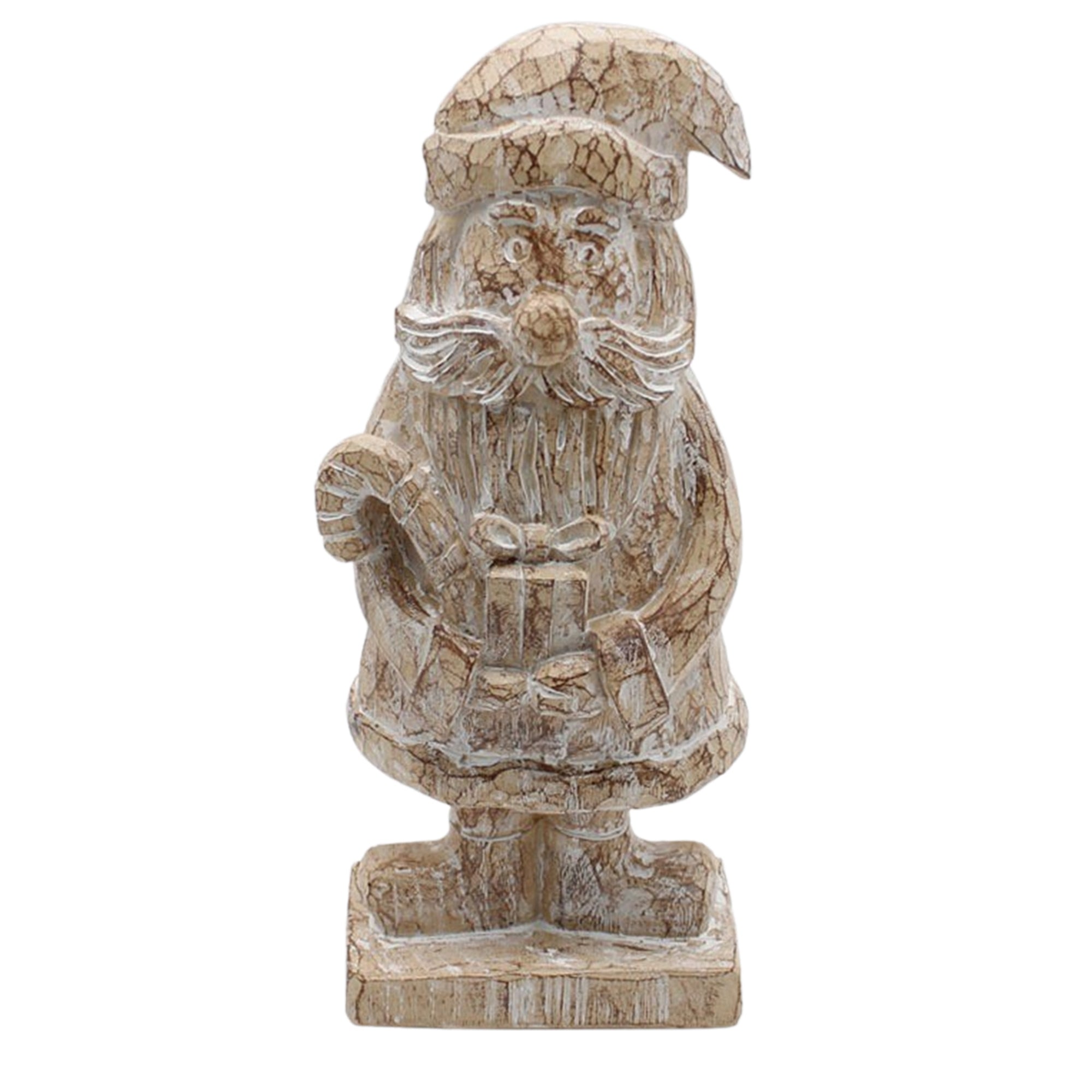 NEUTRAL WOOD CARVED SANTA – Purple Box Boutique